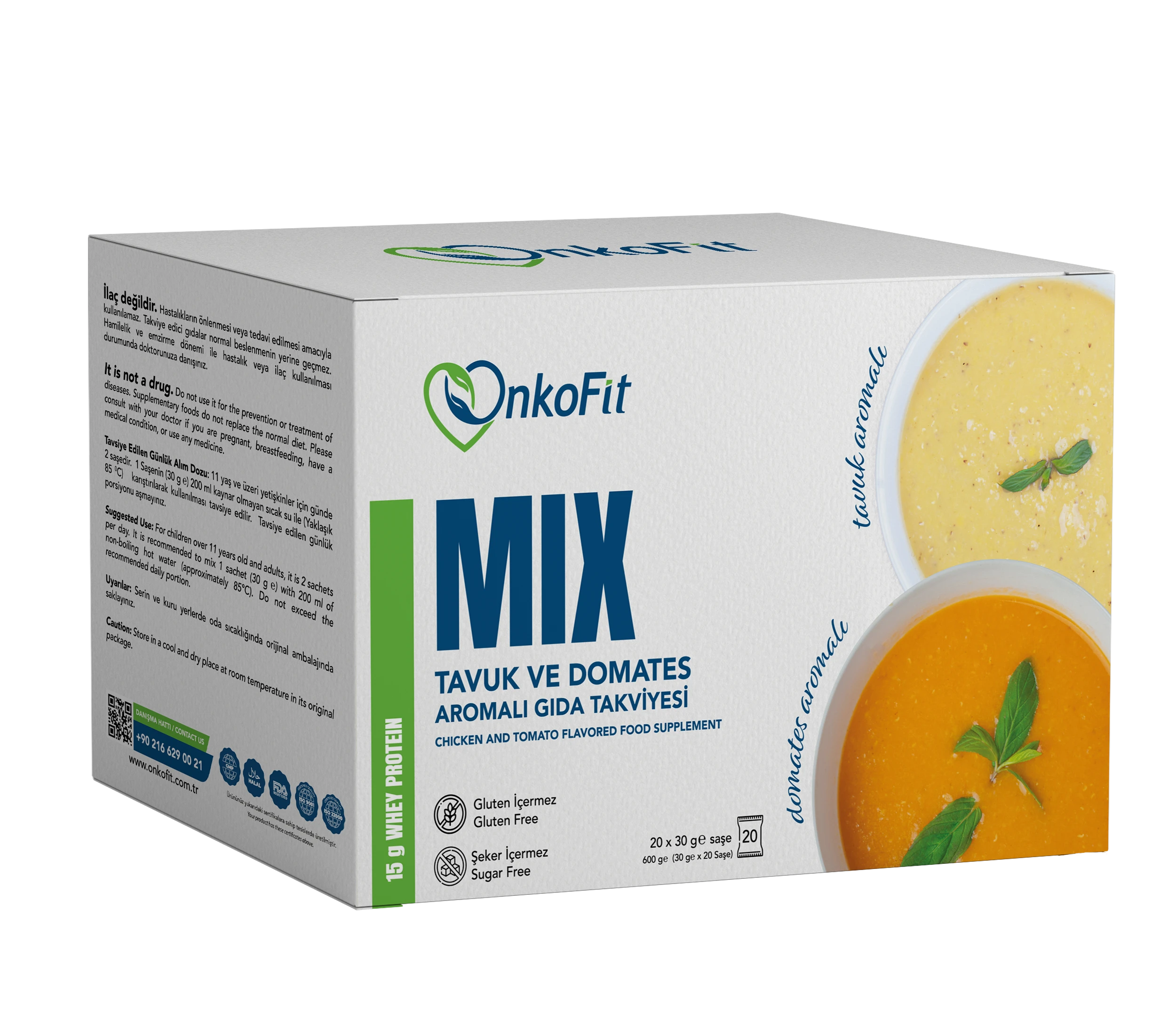 ONKOFİT® MİX TAVUK & DOMATES TAKVİYE EDİCİ GIDA (20 ÖĞÜN) TUZLU ...